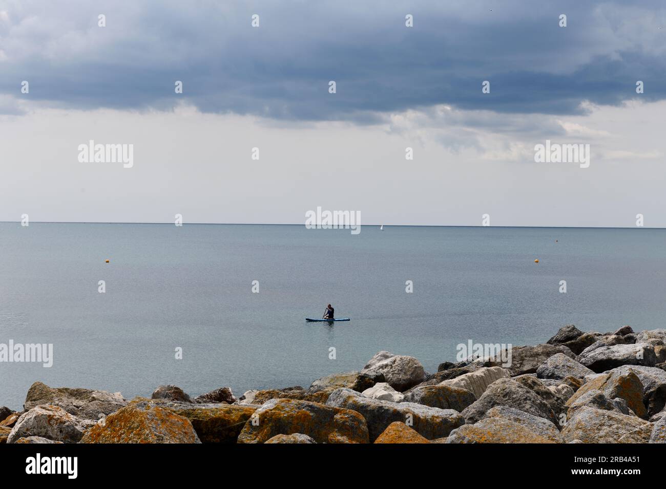 Lyme Bay with Sea Defences (Rocks) at Lyme Regis Dorset England uk ...