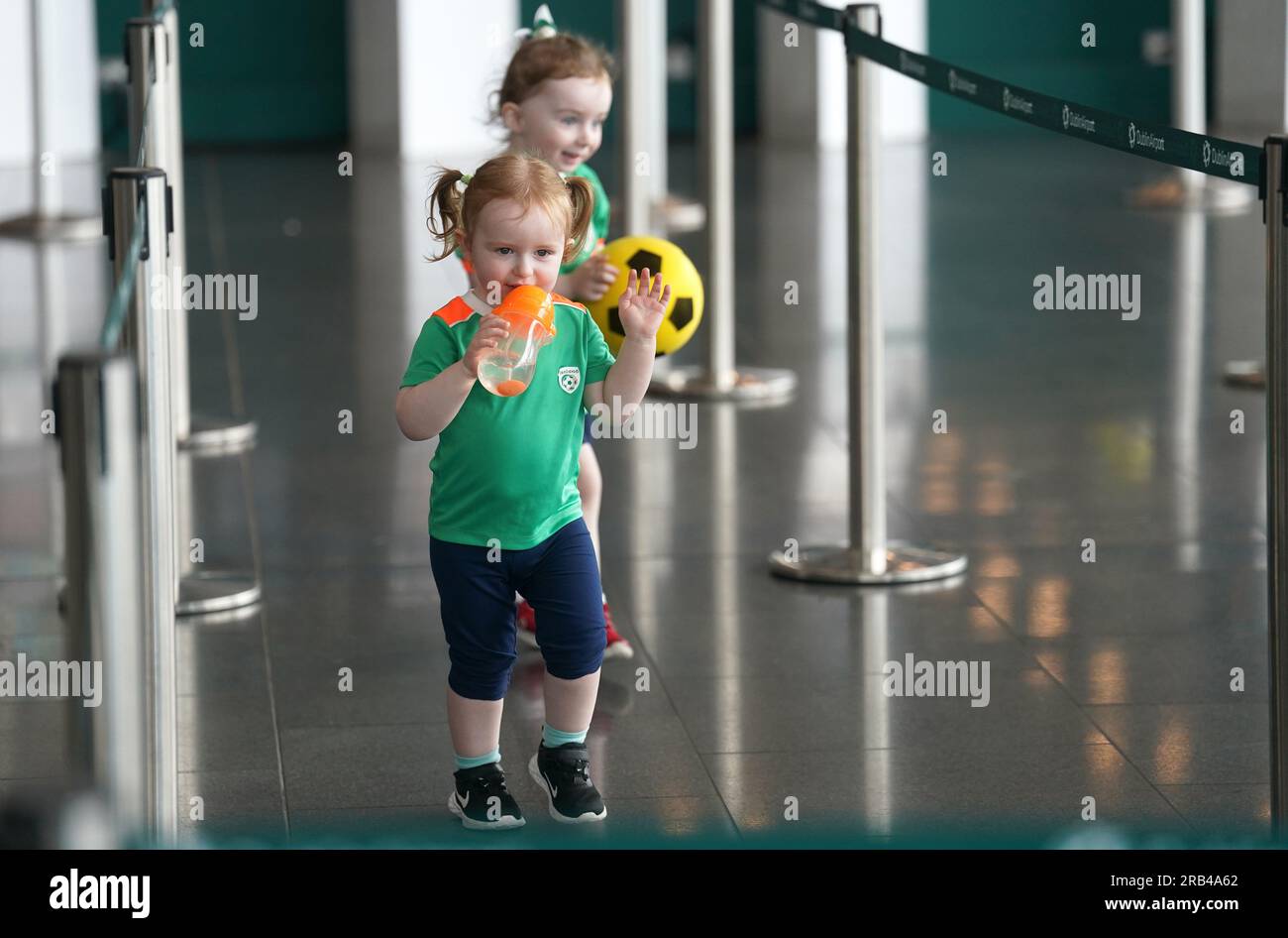Republic of Ireland supporters Isla Reilly, age 2 and Doireann Mulvaney ...