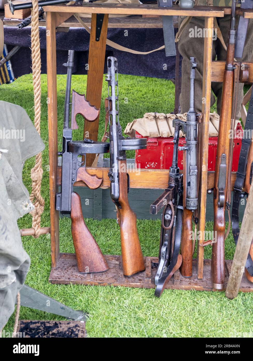 A machine gun and other weapons at the 1940's weekend in Ingleton ...