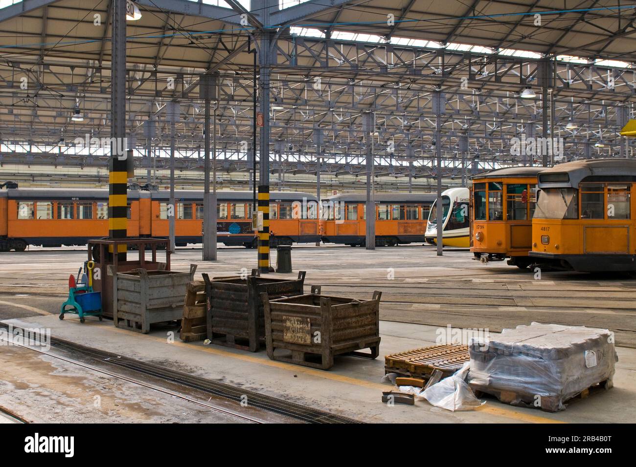 Tram shed ATM, Milan, Italy Stock Photo - Alamy
