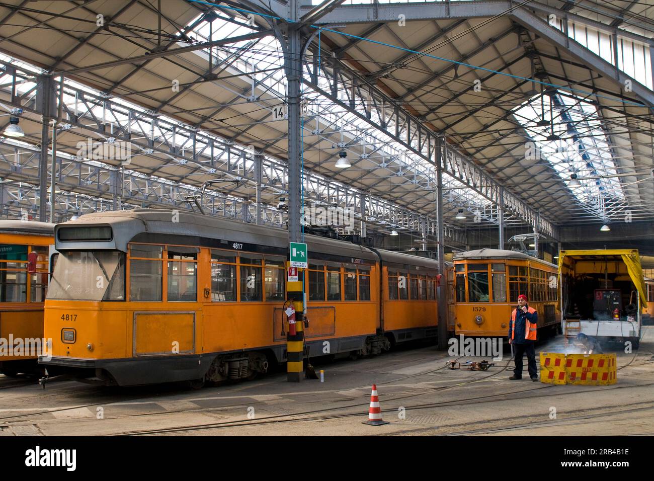Tram shed ATM, Milan, Italy Stock Photo - Alamy