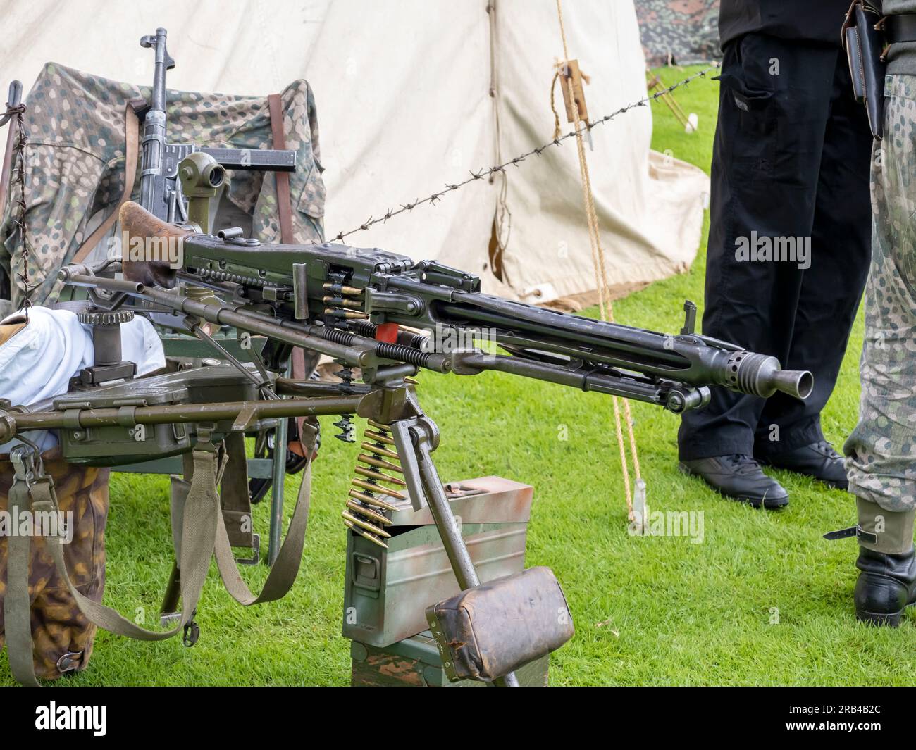 A machine gun and other weapons at the 1940's weekend in Ingleton ...