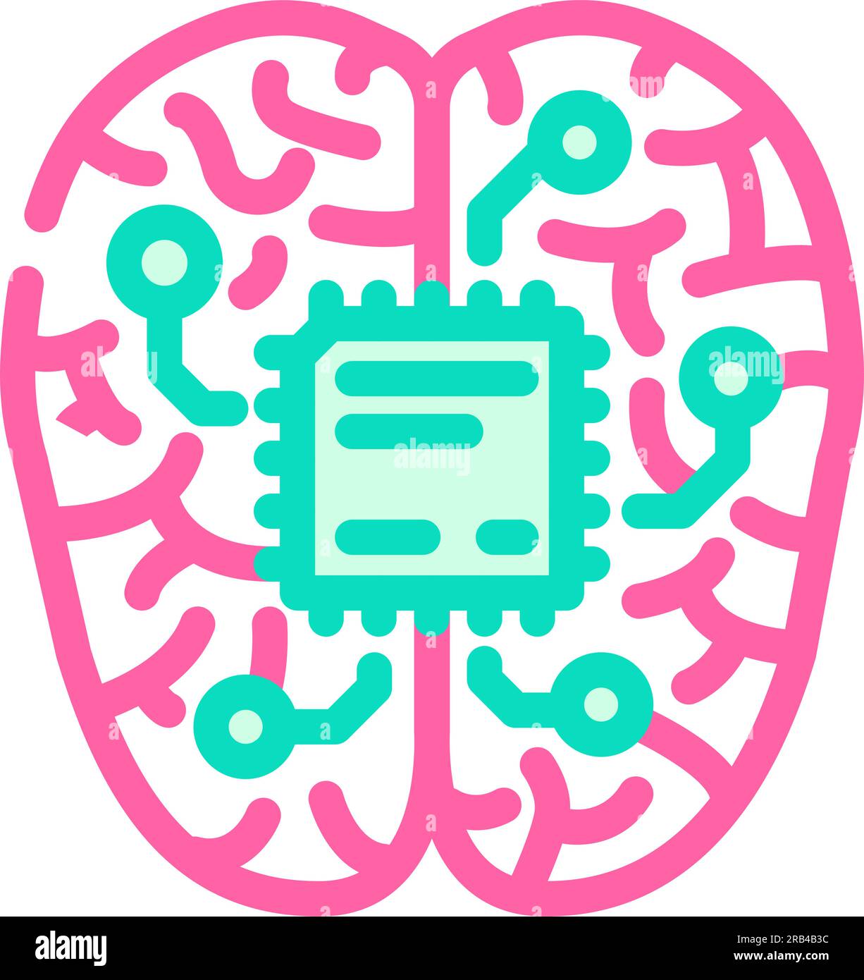 artificial brain implant future technology color icon vector ...