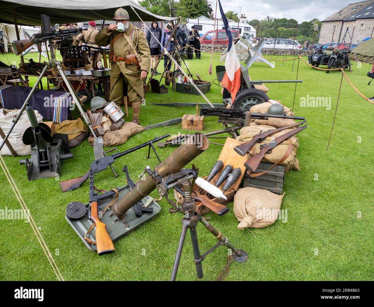 A machine gun and other weapons at the 1940's weekend in Ingleton ...