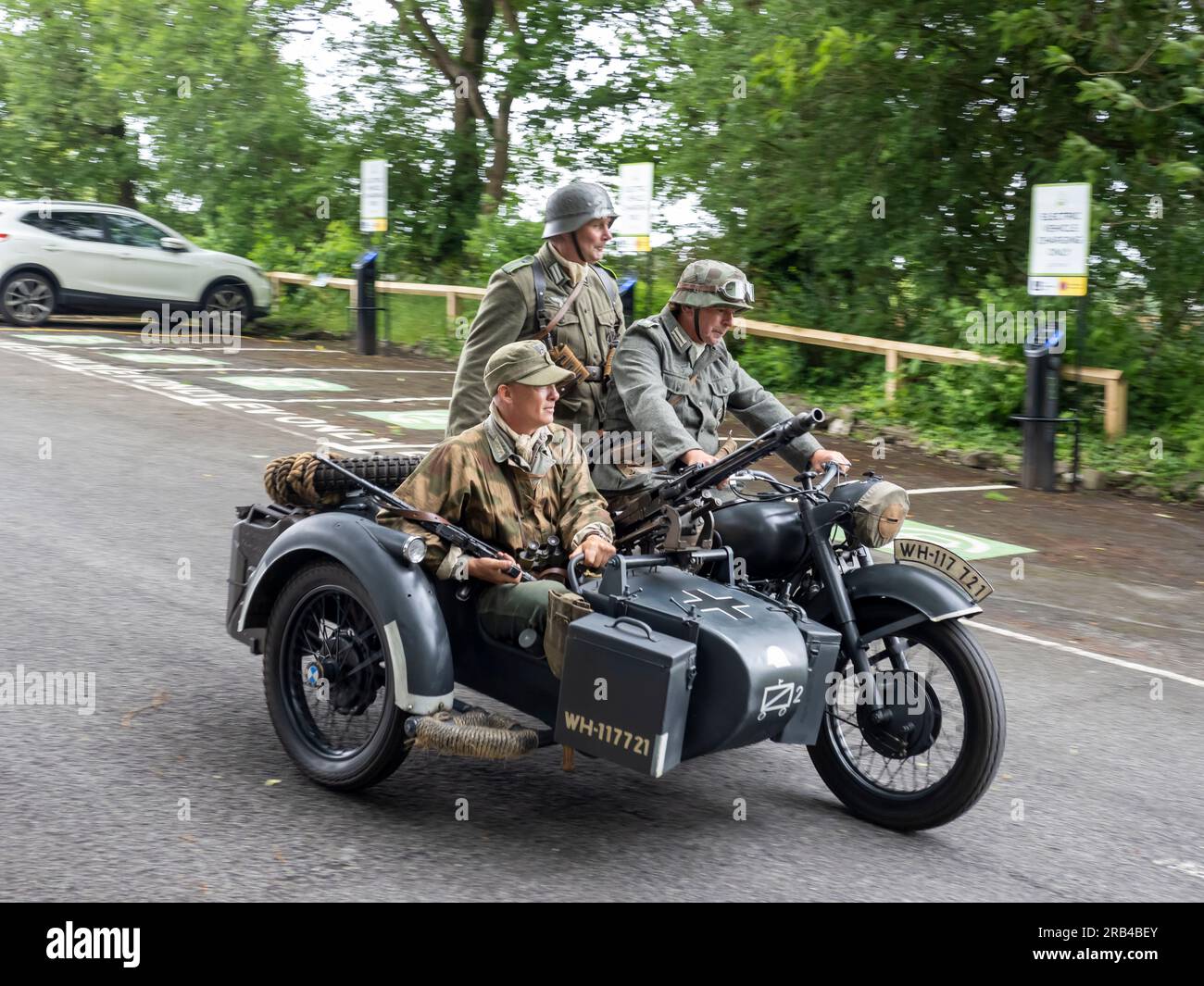 A machine gun on a German motorbike and side car at the 1940's weekend ...