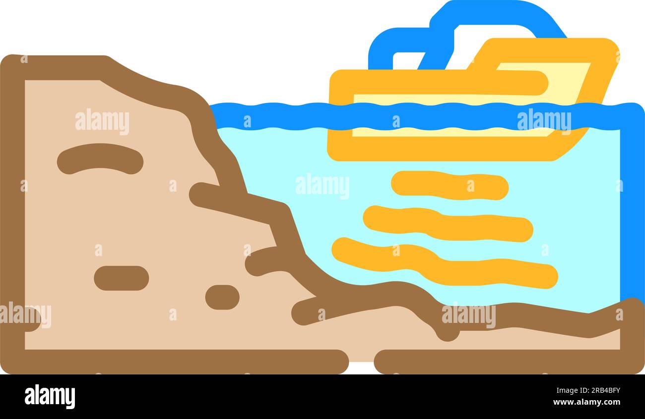 ocean floor mapped future technology color icon vector illustration ...