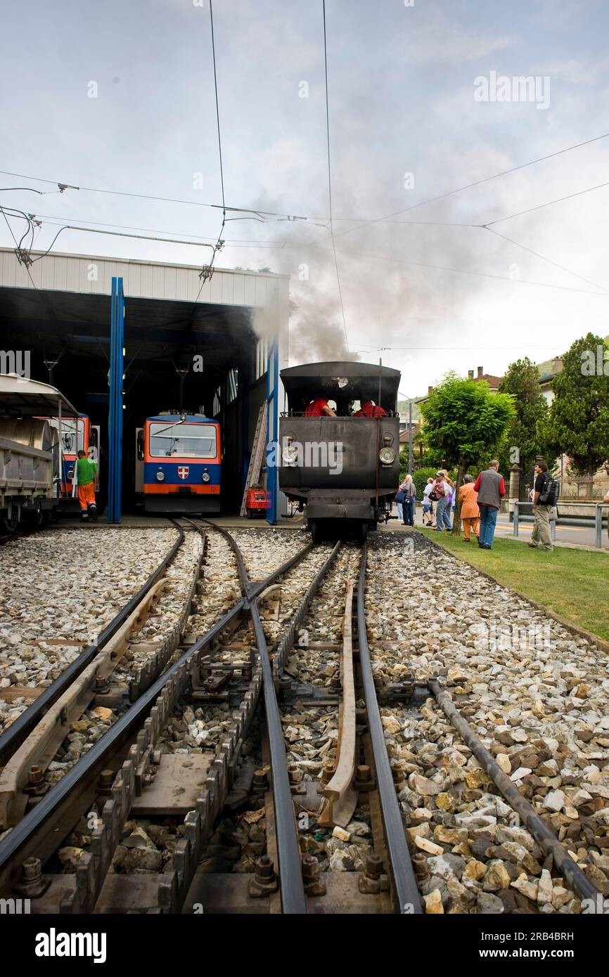 Switzerland, Canton Ticino, Monte Generoso Railway, steam train Stock ...