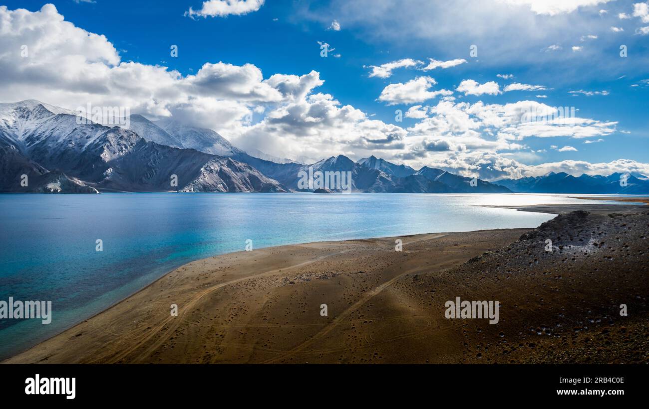 Pangong Lake Highest Saltwater Lake in the World, Leh, India Stock ...