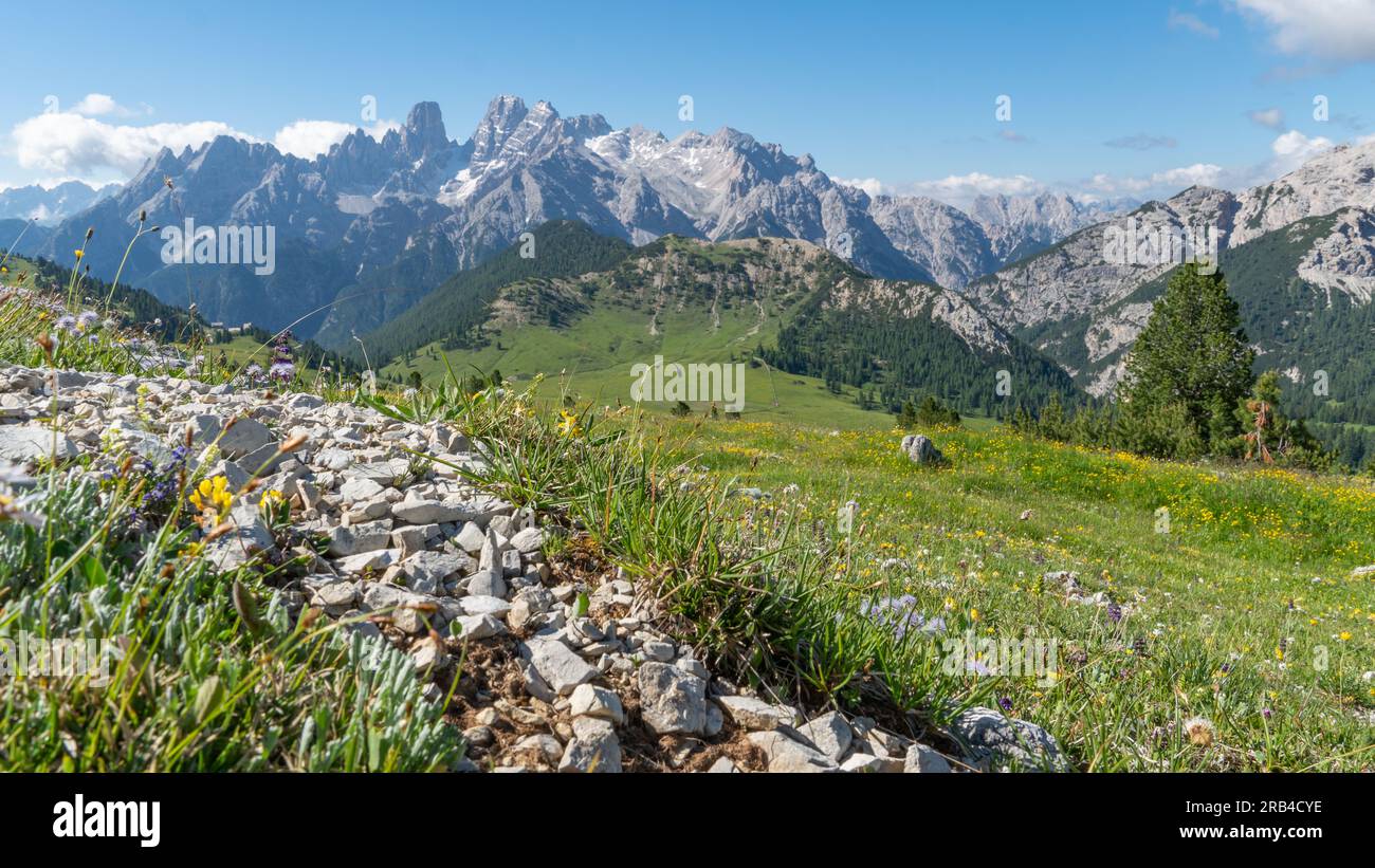 Beautiful mountain landscape at the Plätzwiese / Prato Piazza in the ...