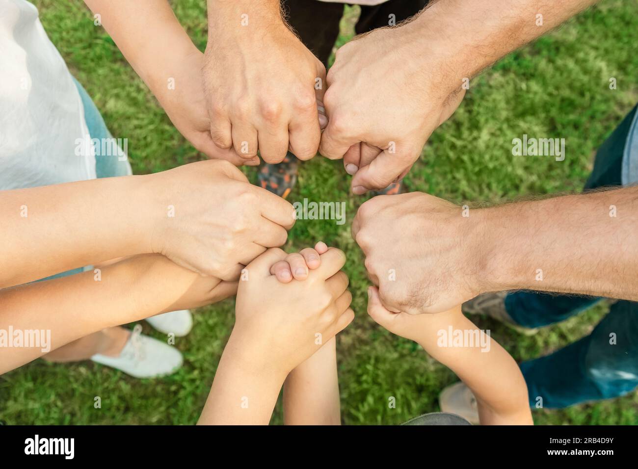 Joined hands as a team. Business teamwork. Close up group of ...