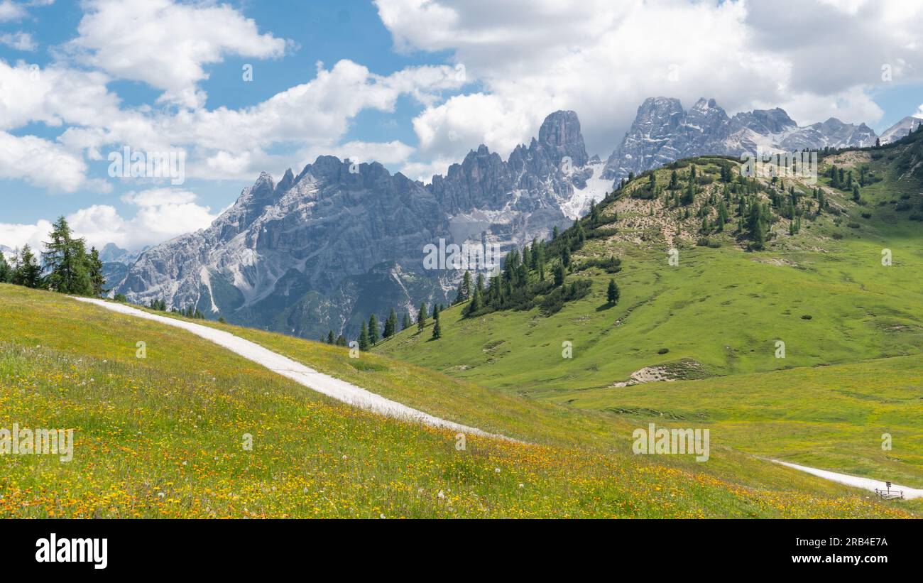 Beautiful mountain landscape at the Plätzwiese / Prato Piazza in the ...