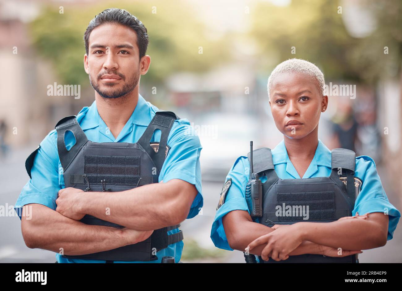 People, police and arms crossed in city for law enforcement, safety and ...