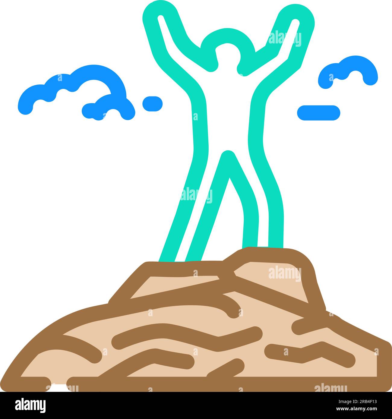 mountaineer on the top adventure color icon vector illustration Stock ...