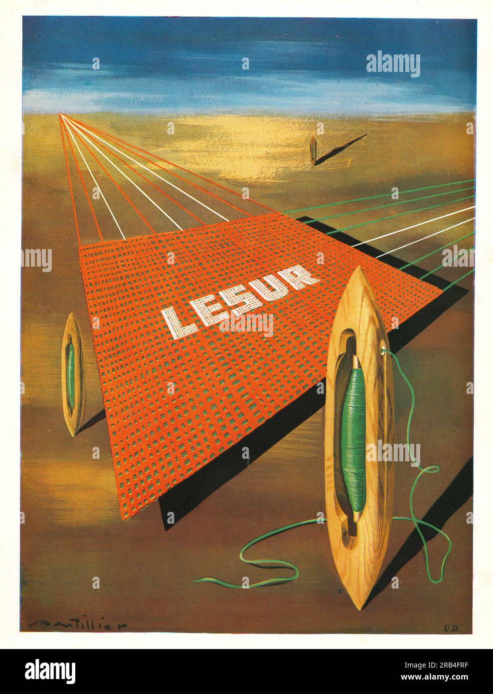 Lesur fabric advertisiment in a French magazine 1950 Stock Photo - Alamy