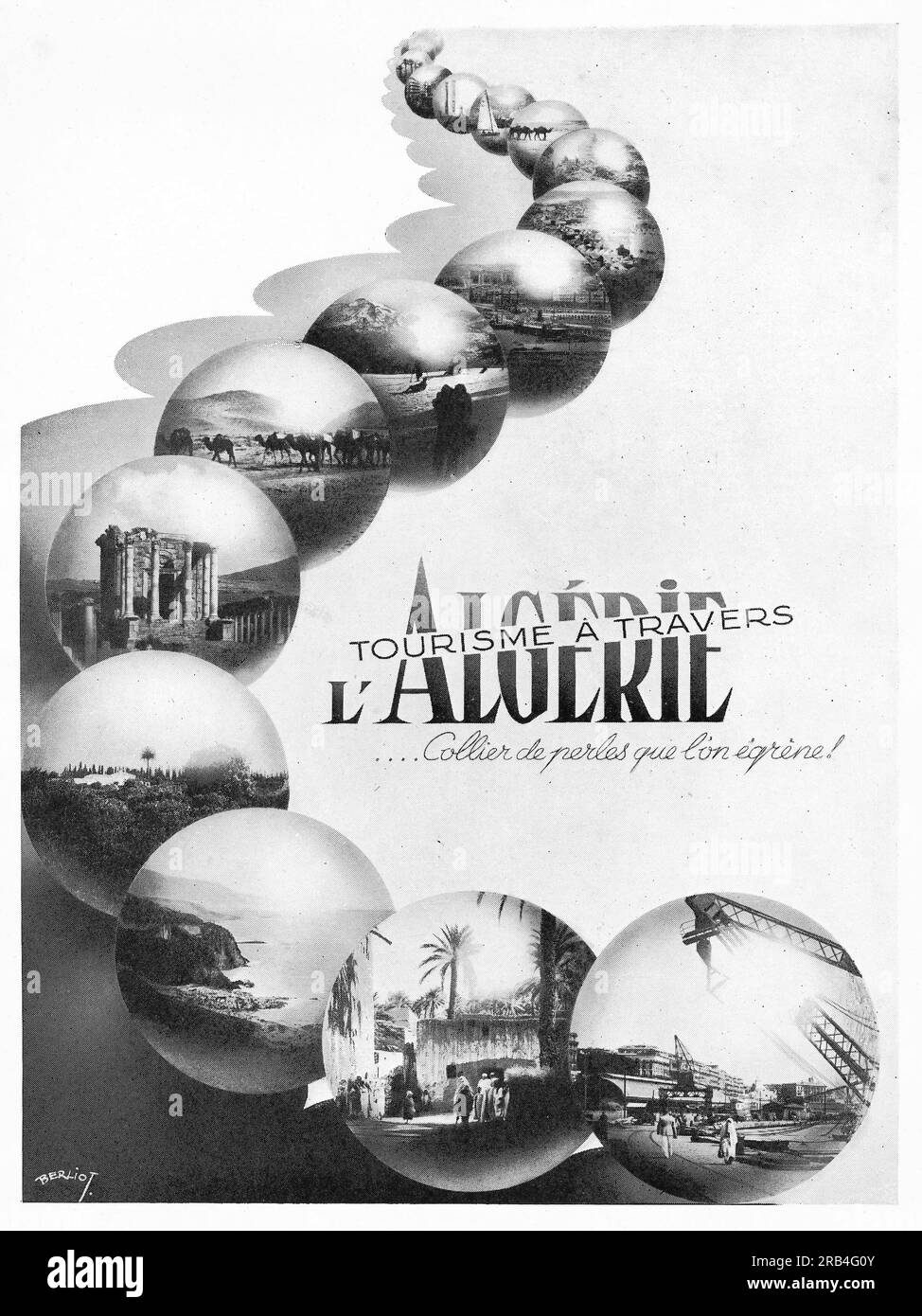 Algeria travel advertisiment in a French magazine 1950 Stock Photo - Alamy