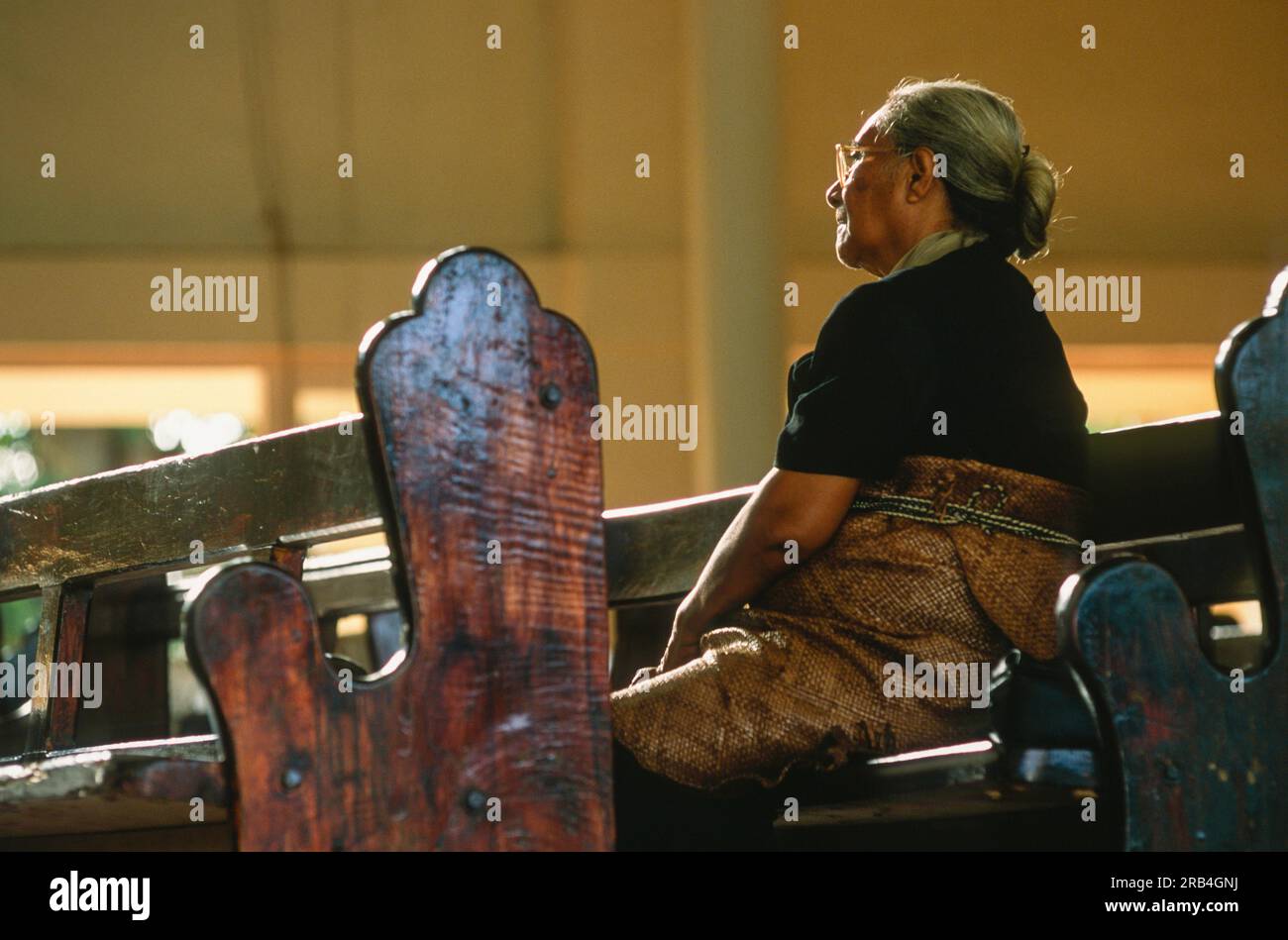 Lady Wearing a Puletaha Attending Church, Nukuʻalofa, Tonga, Polynesia ...