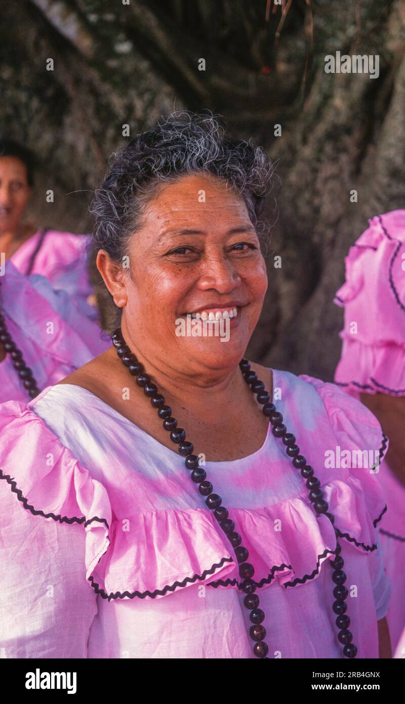 Samoan Lady In Traditional Dress Upolu Island Samoa Polynesia Stock