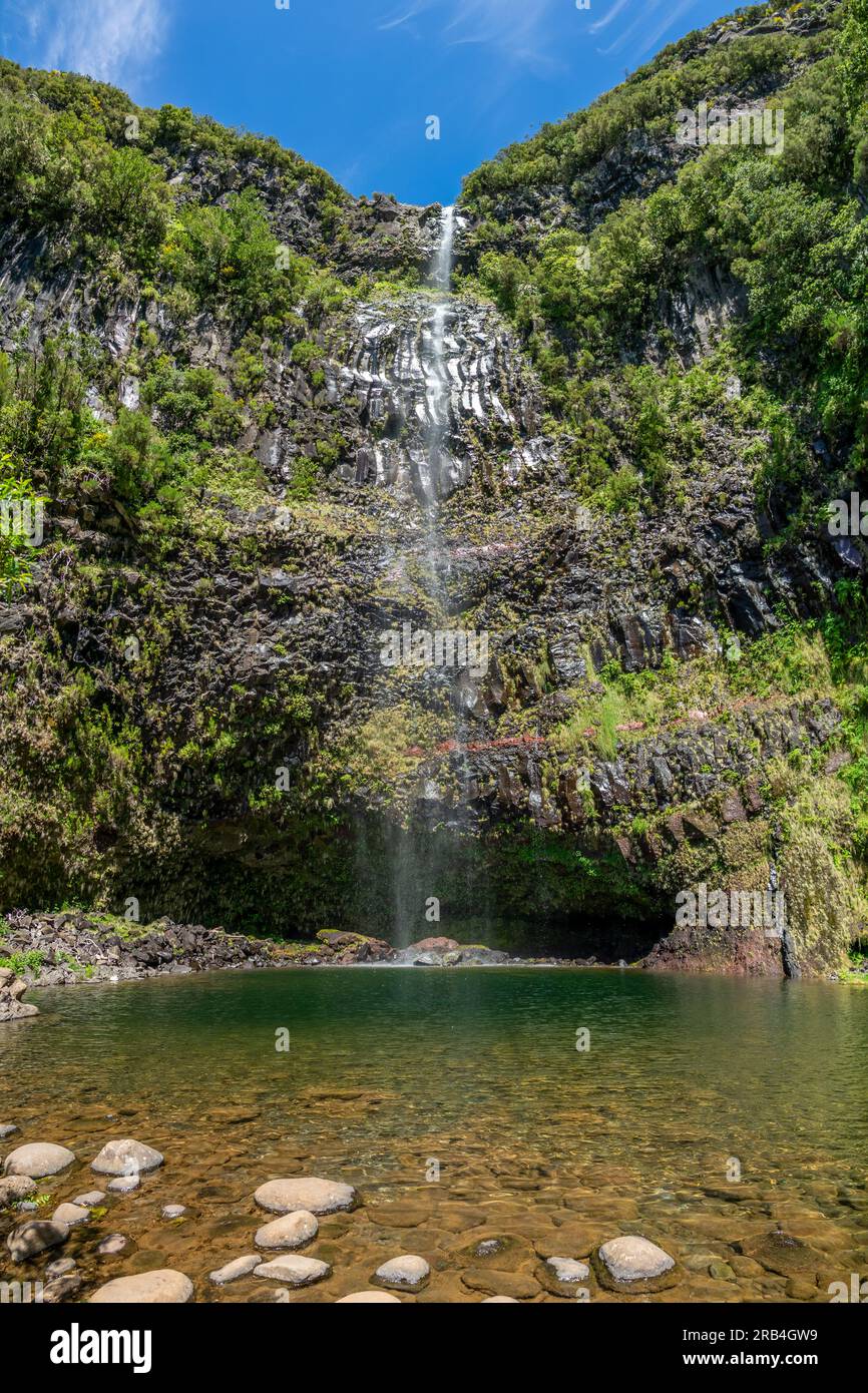 Lagoa ddo Vento, scenic waterfall and lagoon in the island of Madeira ...