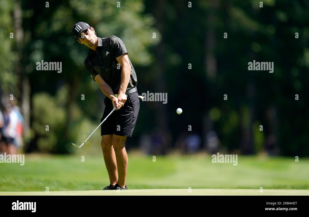Torque GC's Joaquin Niemann chips during day one of the LIV Golf League ...