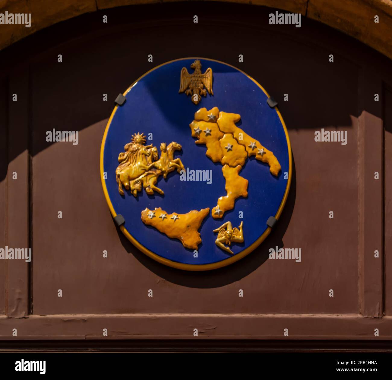 Emblem depicting the Kingdom of the Two Sicilies, Palermo, Italy Stock ...