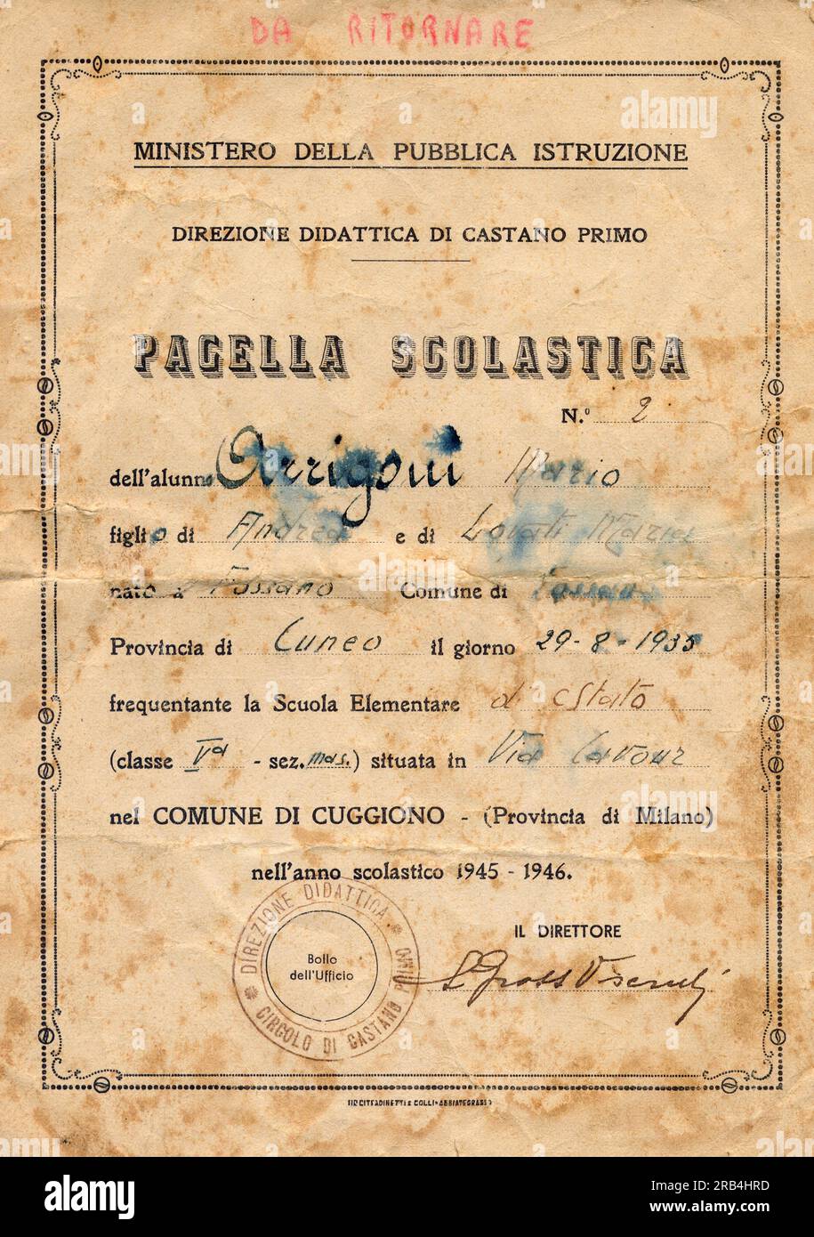 Old school report card hi-res stock photography and images - Alamy