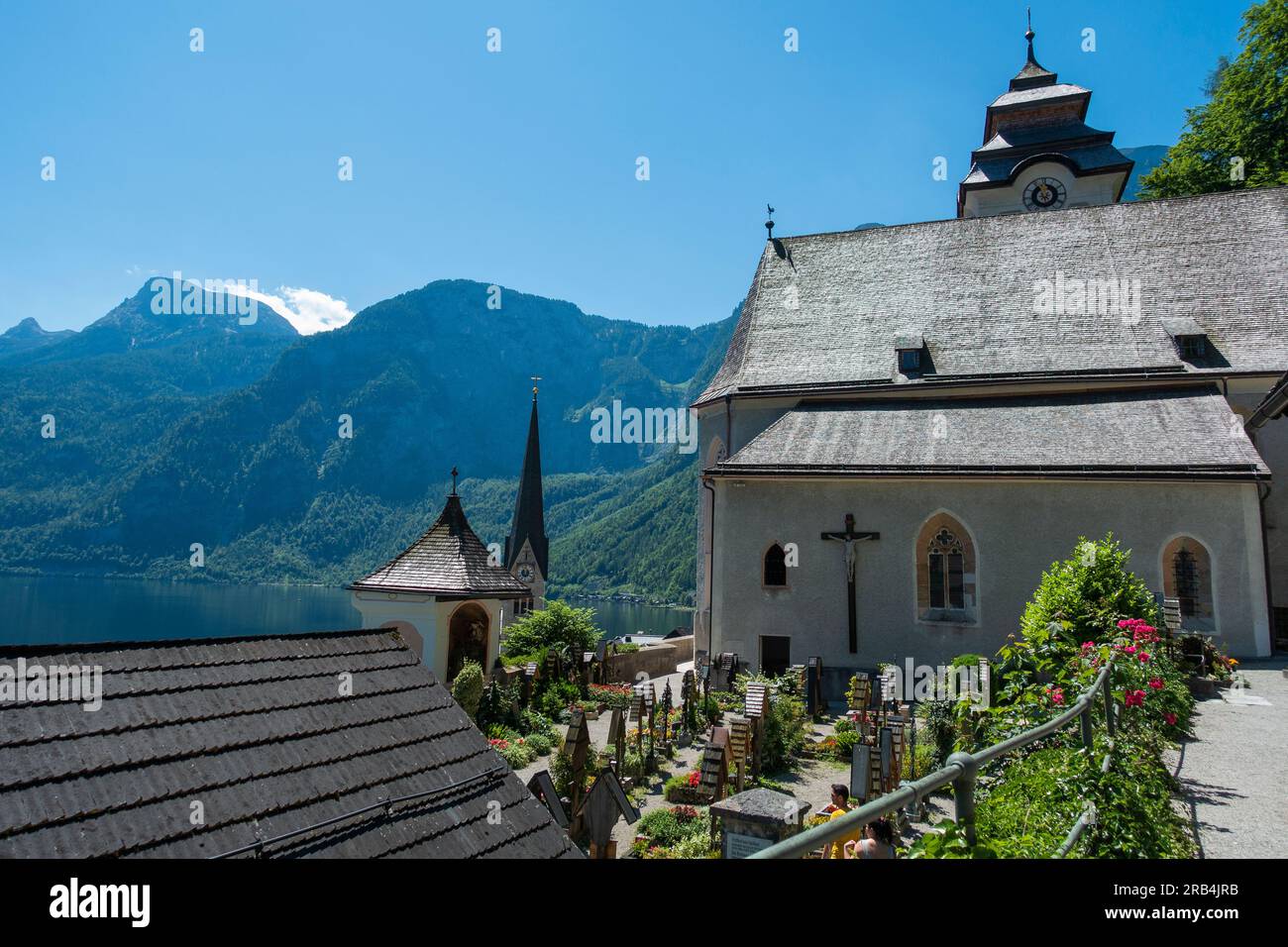 The Hallstatt Protestant Parish Church, Christ Church, left, and ...