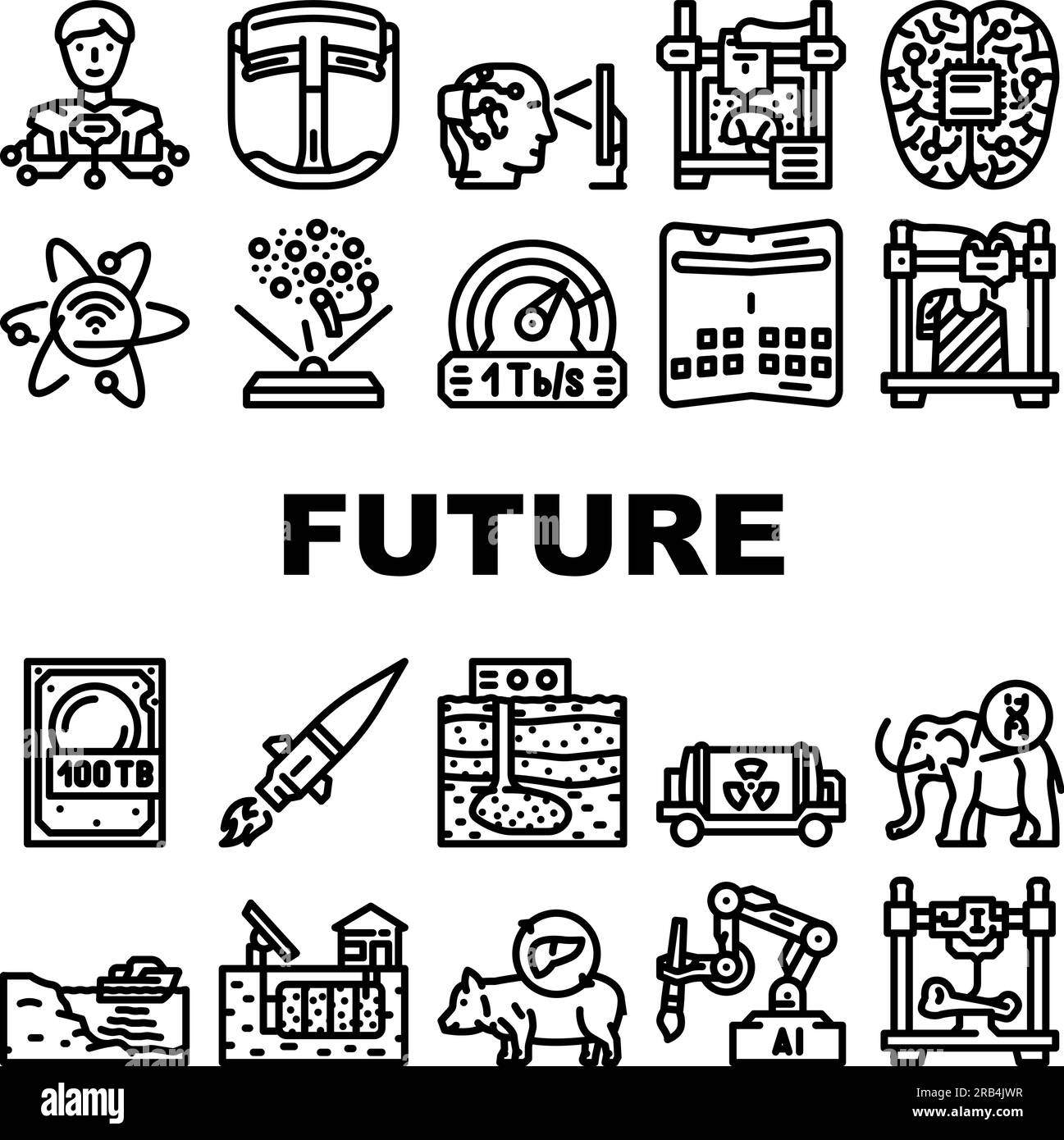 future technology digital data icons set vector Stock Vector Image ...