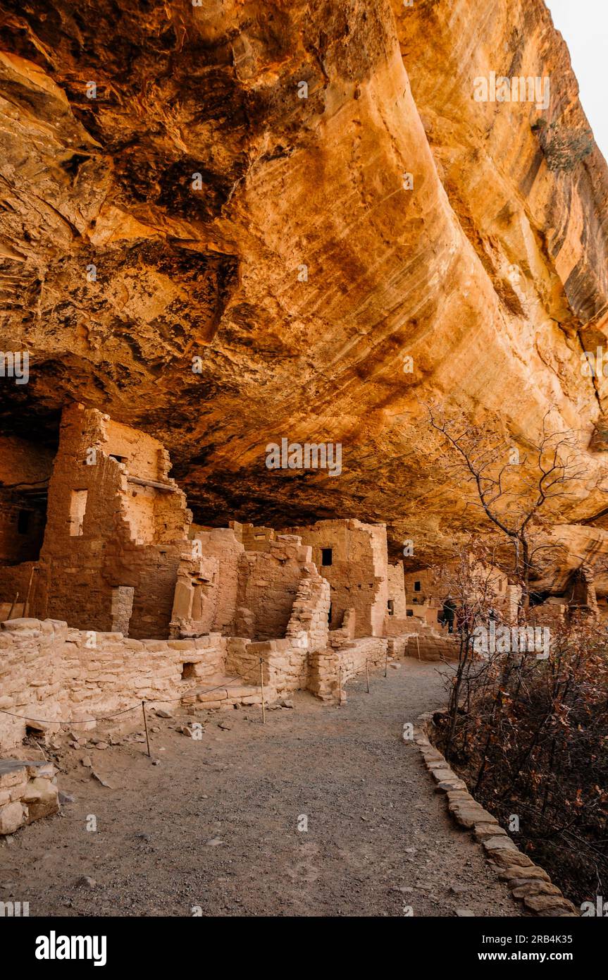 Ancient cliff dwellings built by the Pueblo native american people in ...