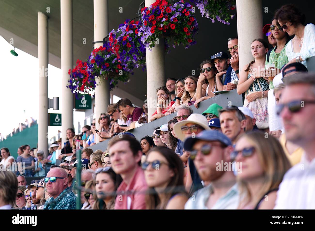 Spectators watch the action on day five of the 2023 Wimbledon ...