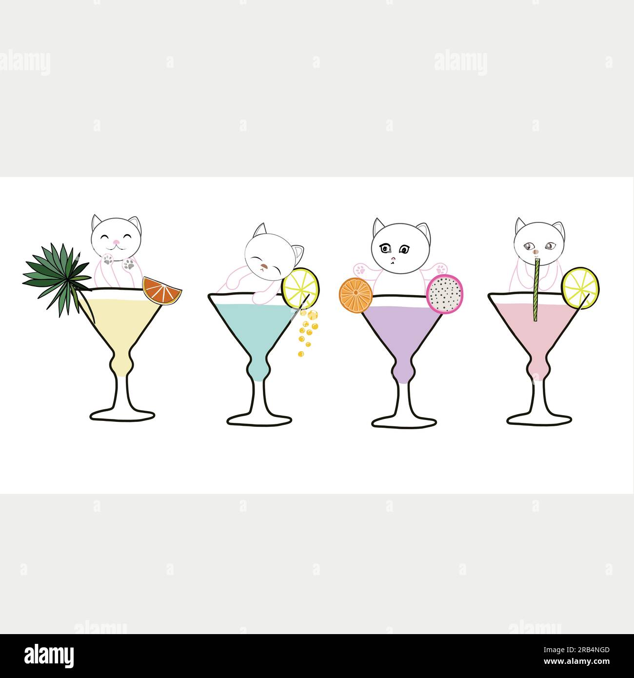 Cute cats with cocktails Stock Vector Image & Art - Alamy