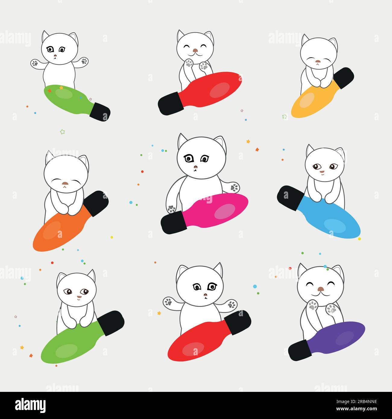 Cute cats holding christmas lights bulb background Stock Vector Image ...