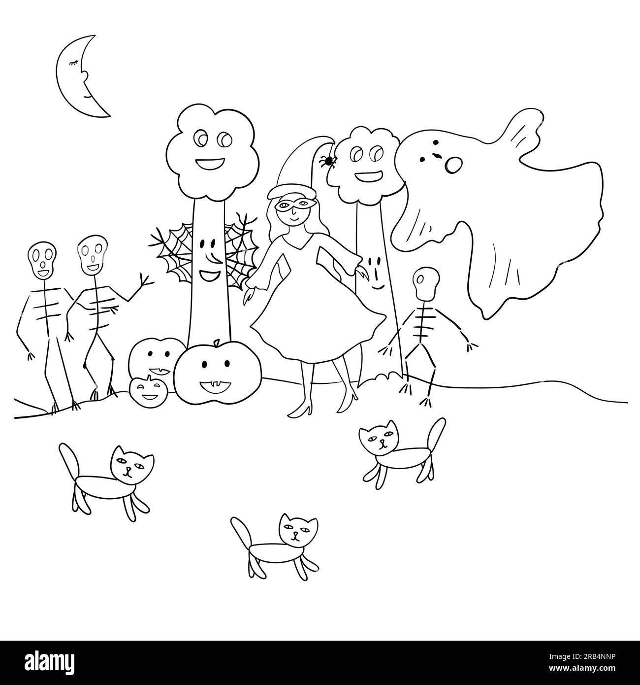 Hand drawn Halloween illustration Stock Vector Image & Art - Alamy