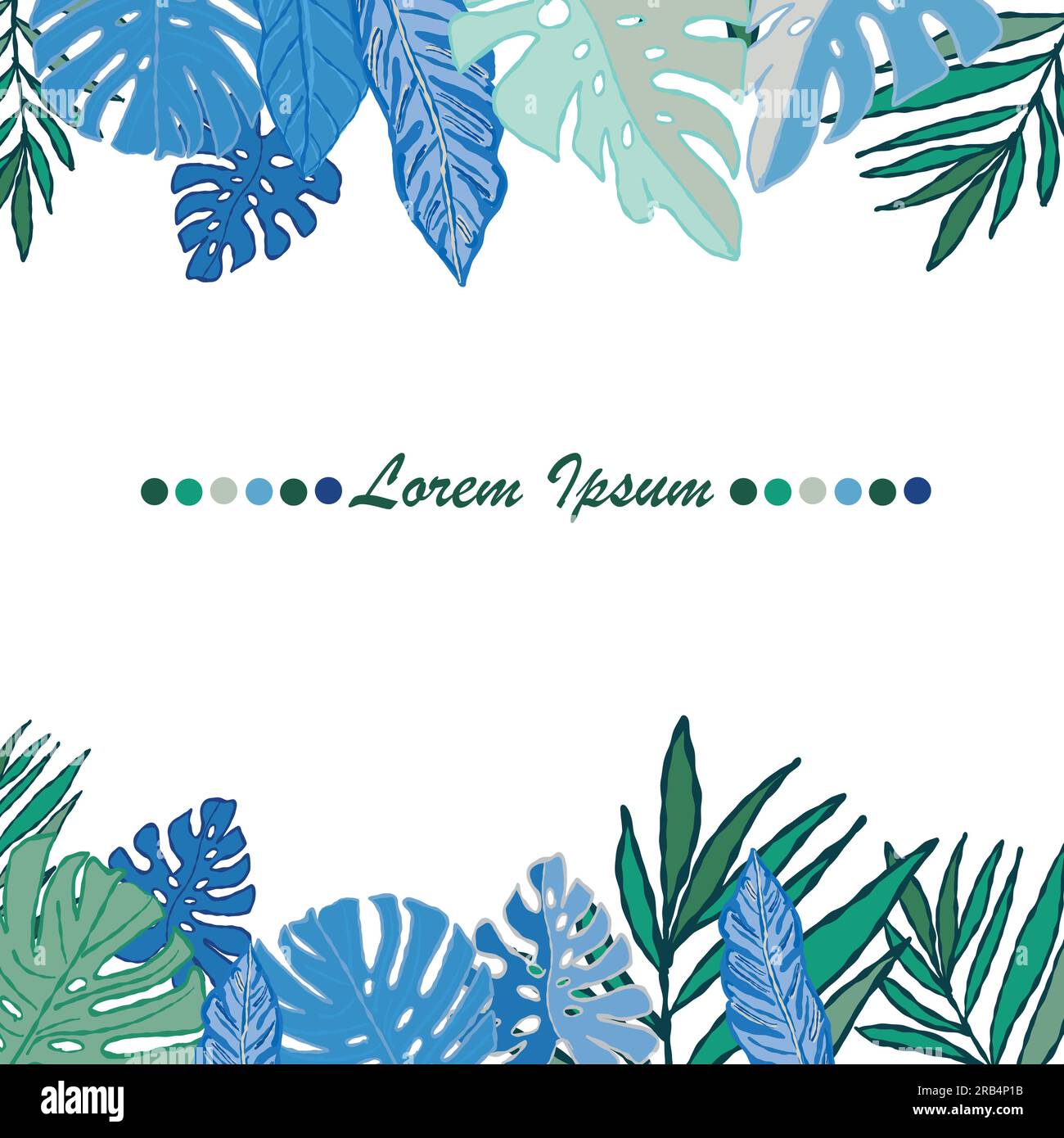 Tropical leaves border, frame, birthday, summer party, invitation ...