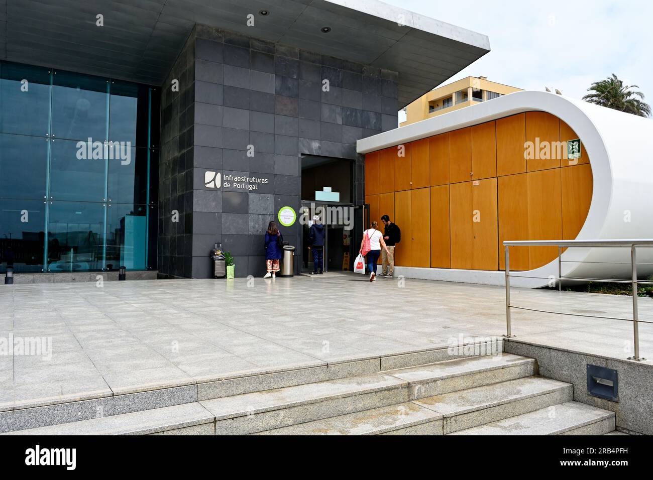 Entrance Espinho train station in little coastal town in north of ...