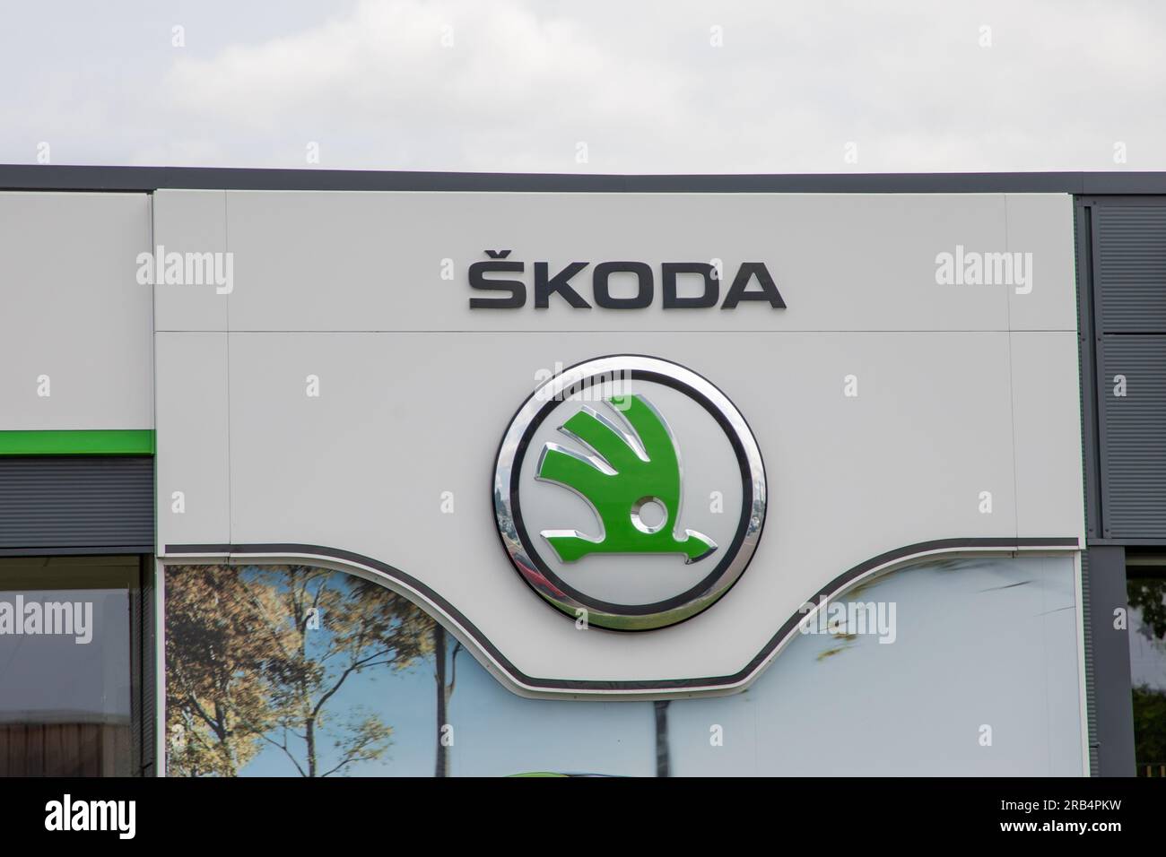 Bordeaux , France - 06 27 2023 : skoda store dealership sign brand and ...