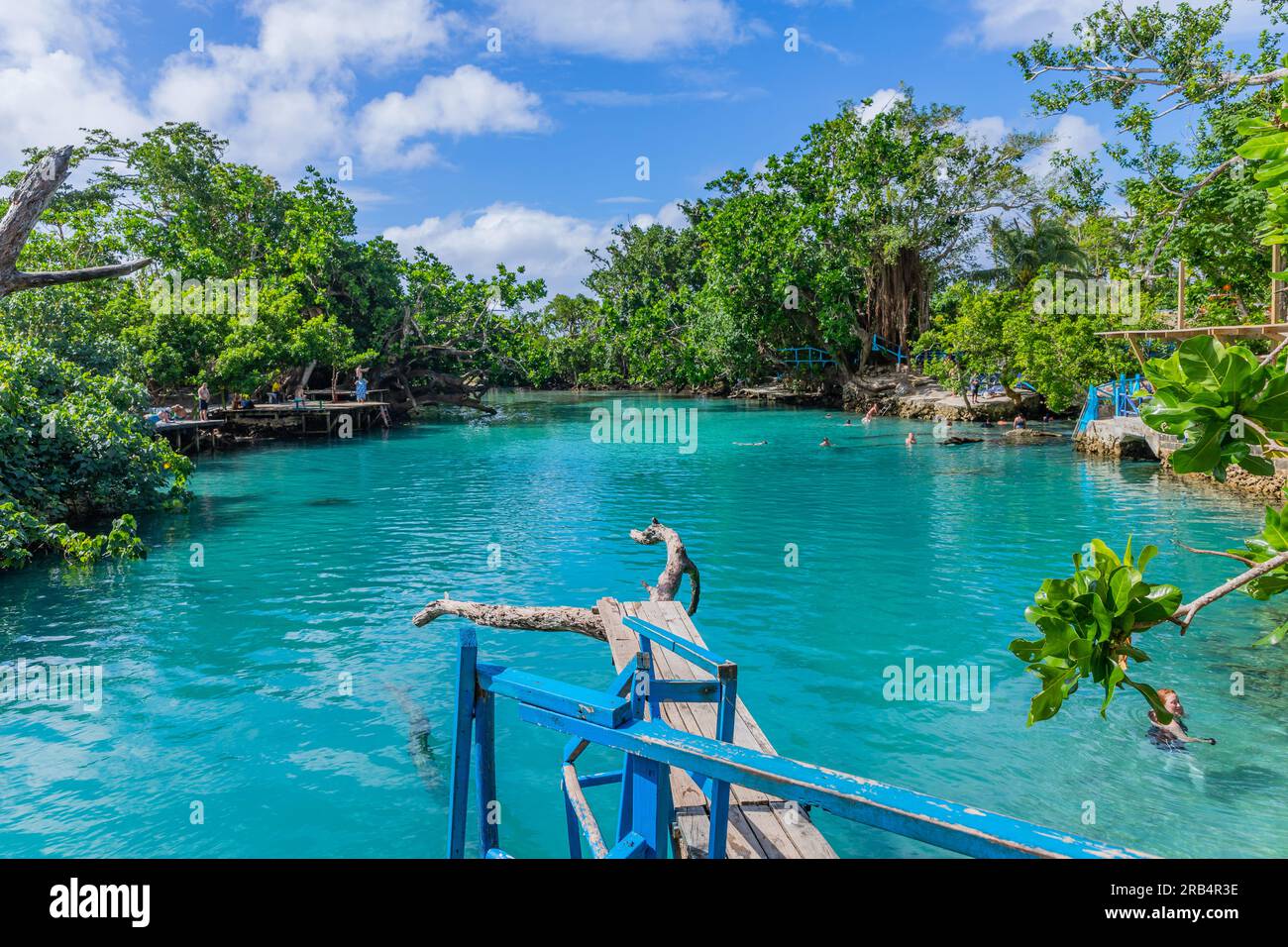 Port Vila, Vanuatu: 01 June 2023: People swimming in Blue Lagoon, a ...