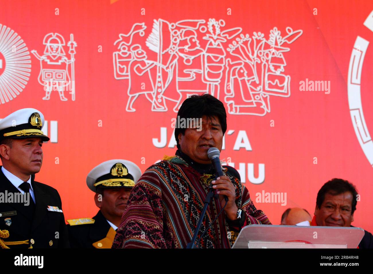 La Paz, Bolivia. 30th May 2014. Bolivian president Evo Morales makes a ...