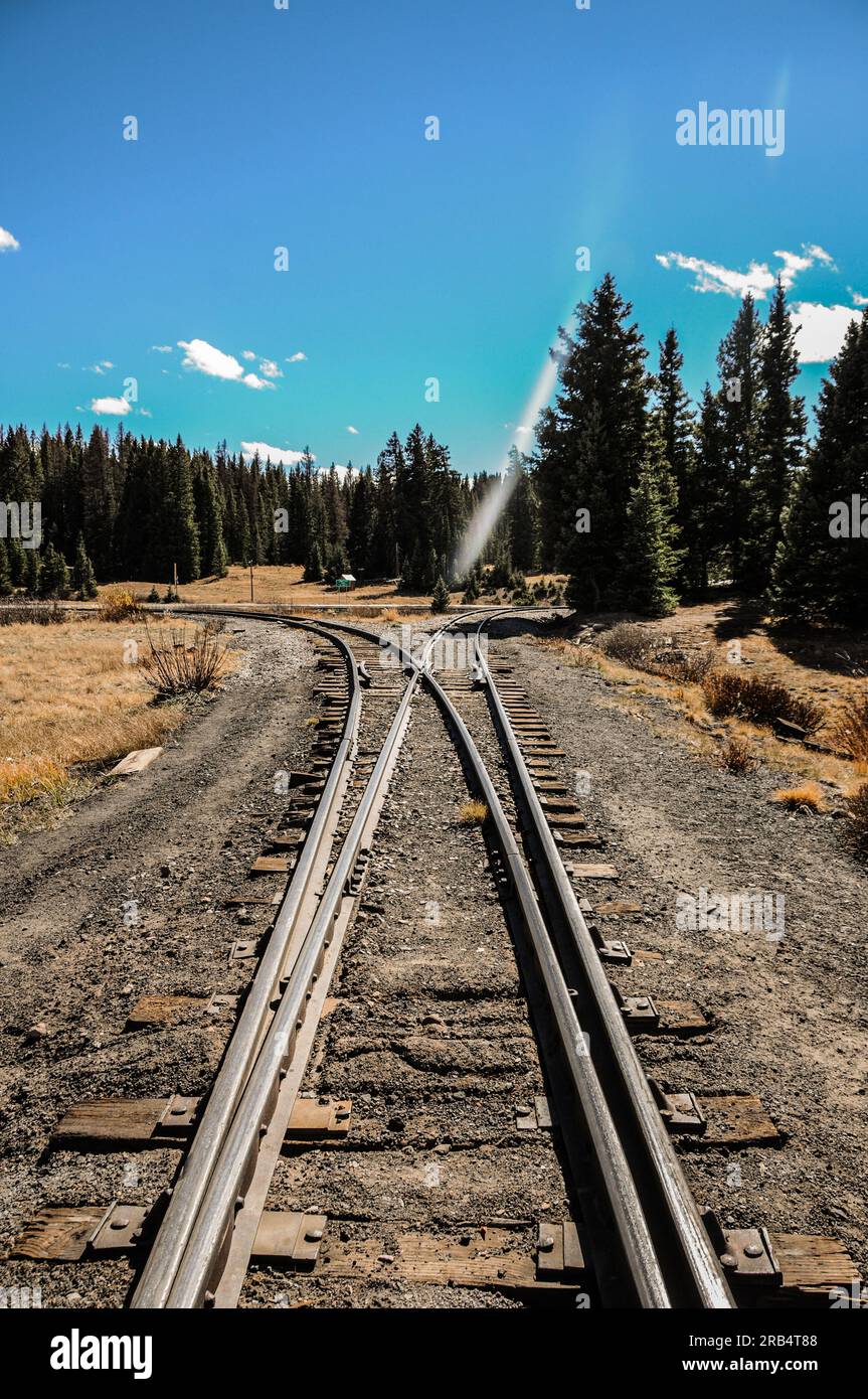 Train tracks of the Cumbres and Toltec scenic railroad, New Mexico ...