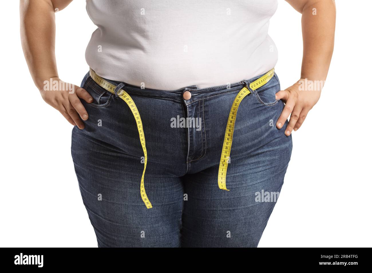Overweight woman tape measure hi-res stock photography and images - Alamy