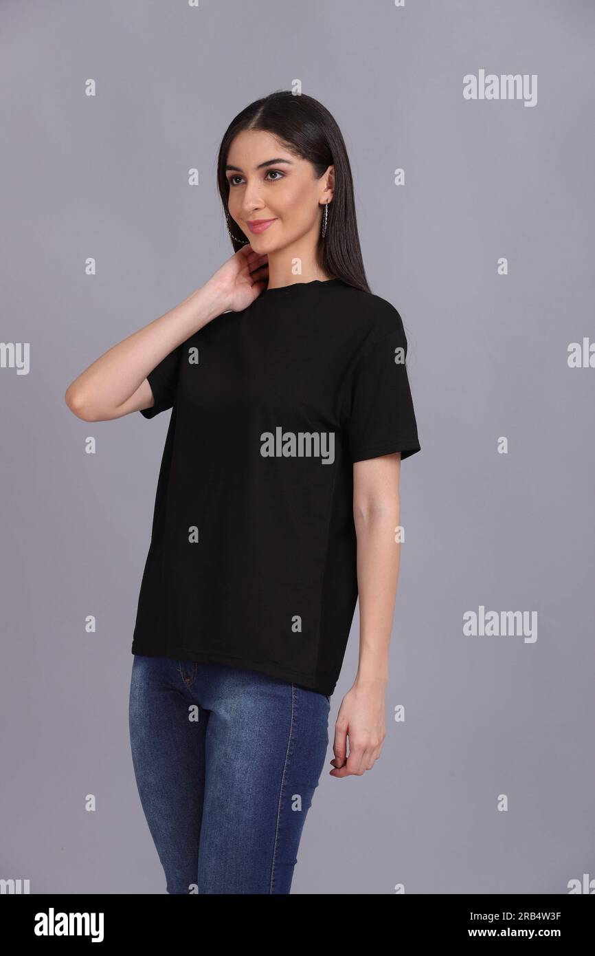 Model in boho inspired t shirt hi-res stock photography and images - Alamy