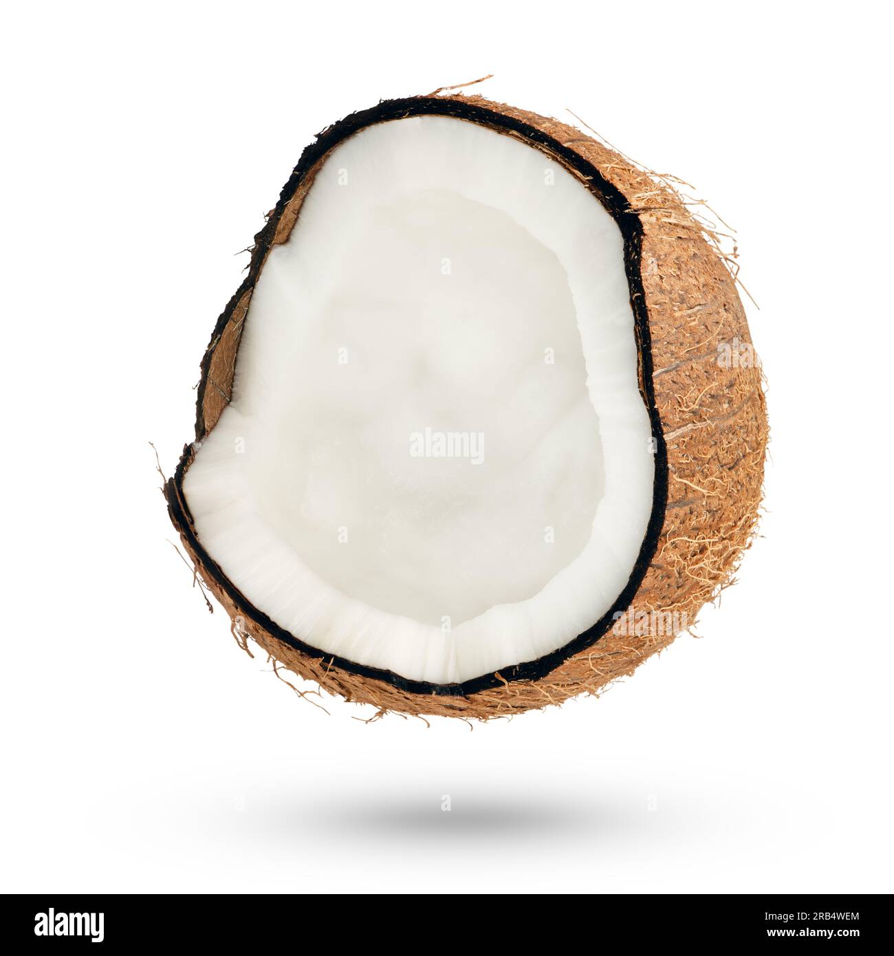 Half of a coconut on a white isolated background. Part of the coconut ...