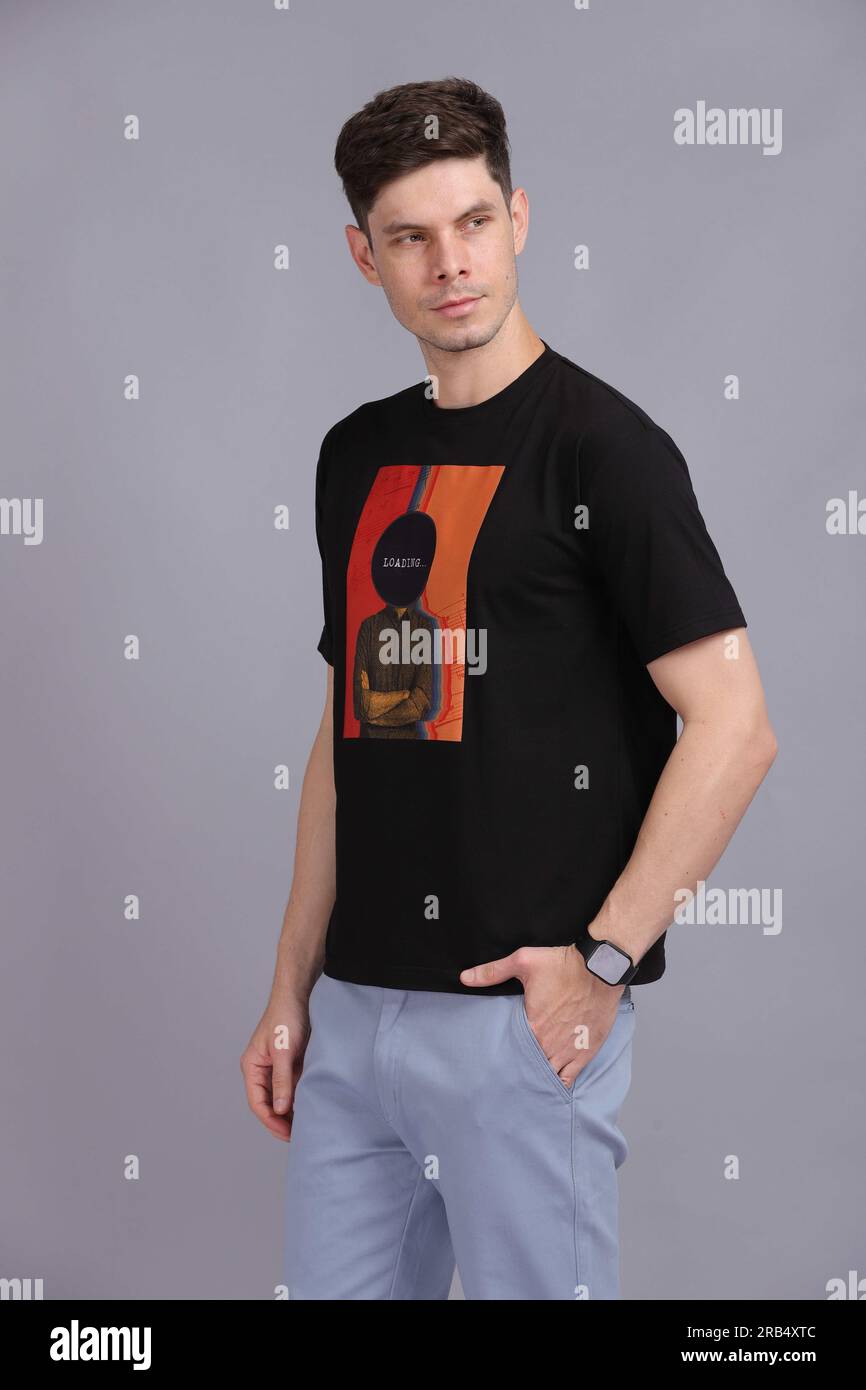 Fashion model with custom graphic tee hi-res stock photography and ...