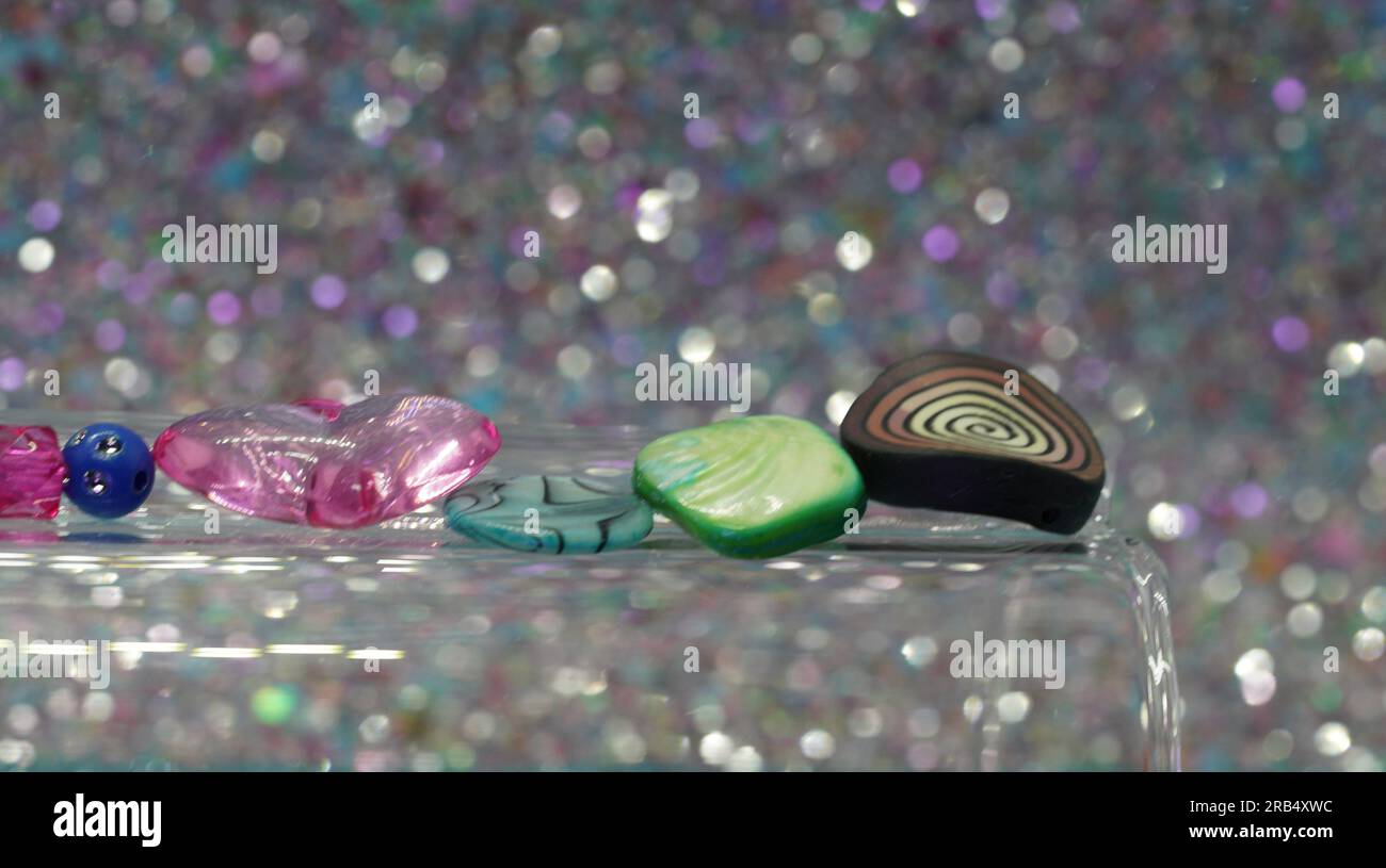Colorful balls and glittering things photographed in the studio Stock ...