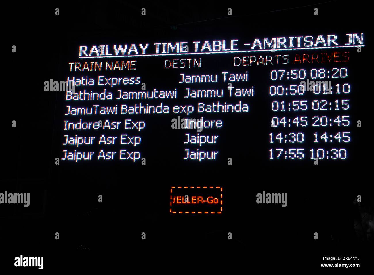 India. Punjab. Amristar. railway time table Stock Photo - Alamy