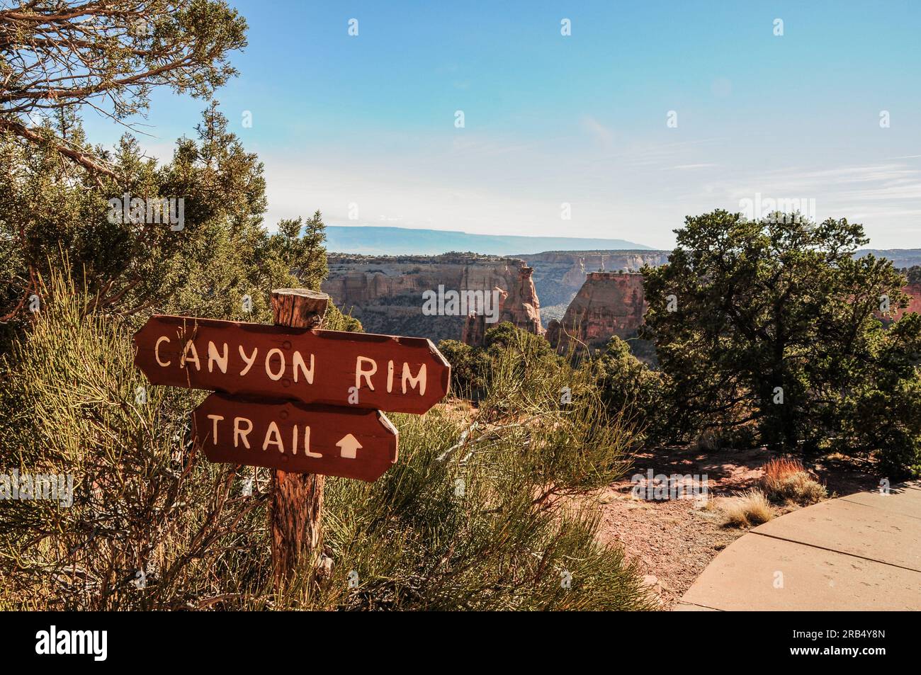 Signs for Canyon Rim Trail at the Colorado National Monument Stock ...