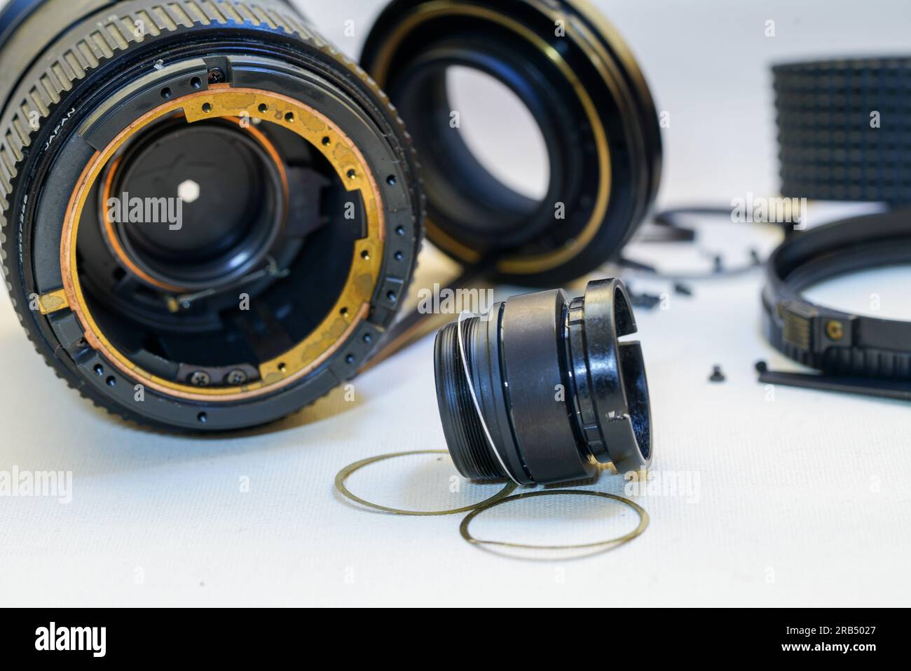 disassemble the lens for photography into its component parts Stock ...
