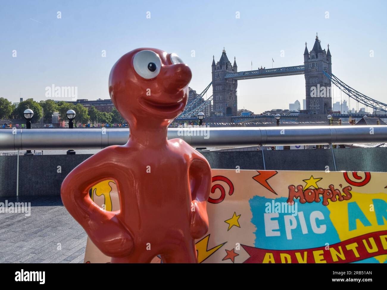 London, UK. 7th July 2023. A sculpture of Morph, the character in the ...