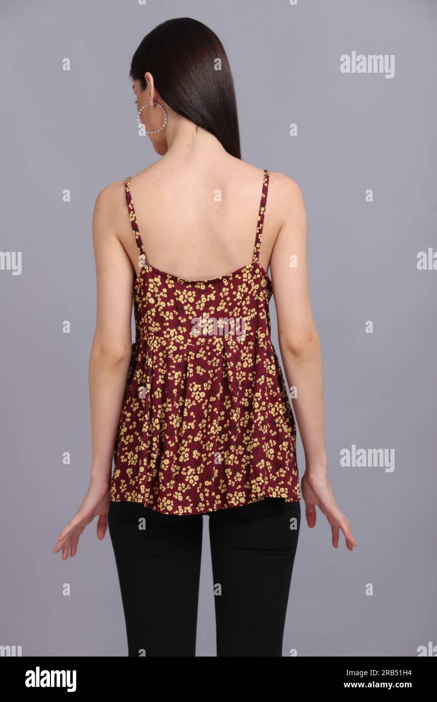 Female Model Wearing Designer Top Stock Photo - Alamy