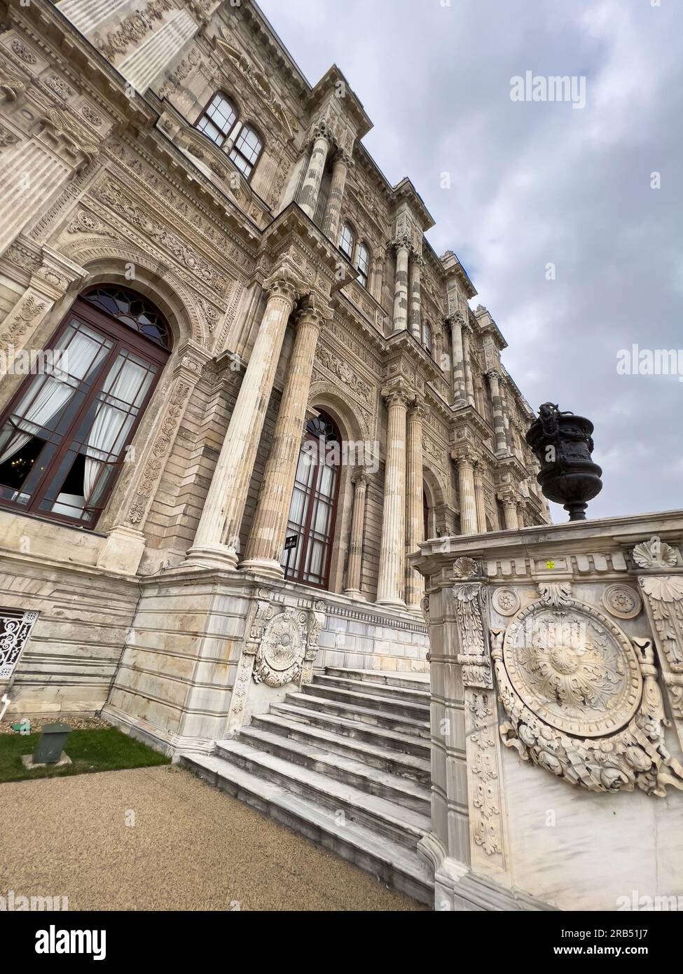 Main building of Dolmabahce Palace on the European coast of the ...