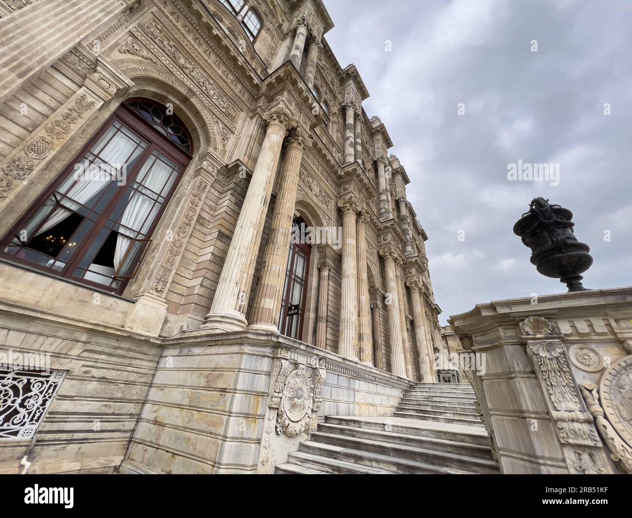 Main building of Dolmabahce Palace on the European coast of the ...